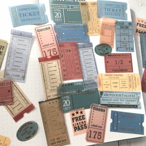 Ticket Sticker Set/ Travellers Journal Deco / Vintage Inspired Stickers ...