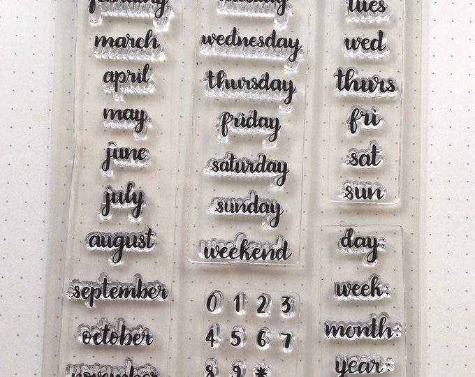 Bullet Journal Months Brush Lettering Silicone Stamp/ Bujo Calendar ...