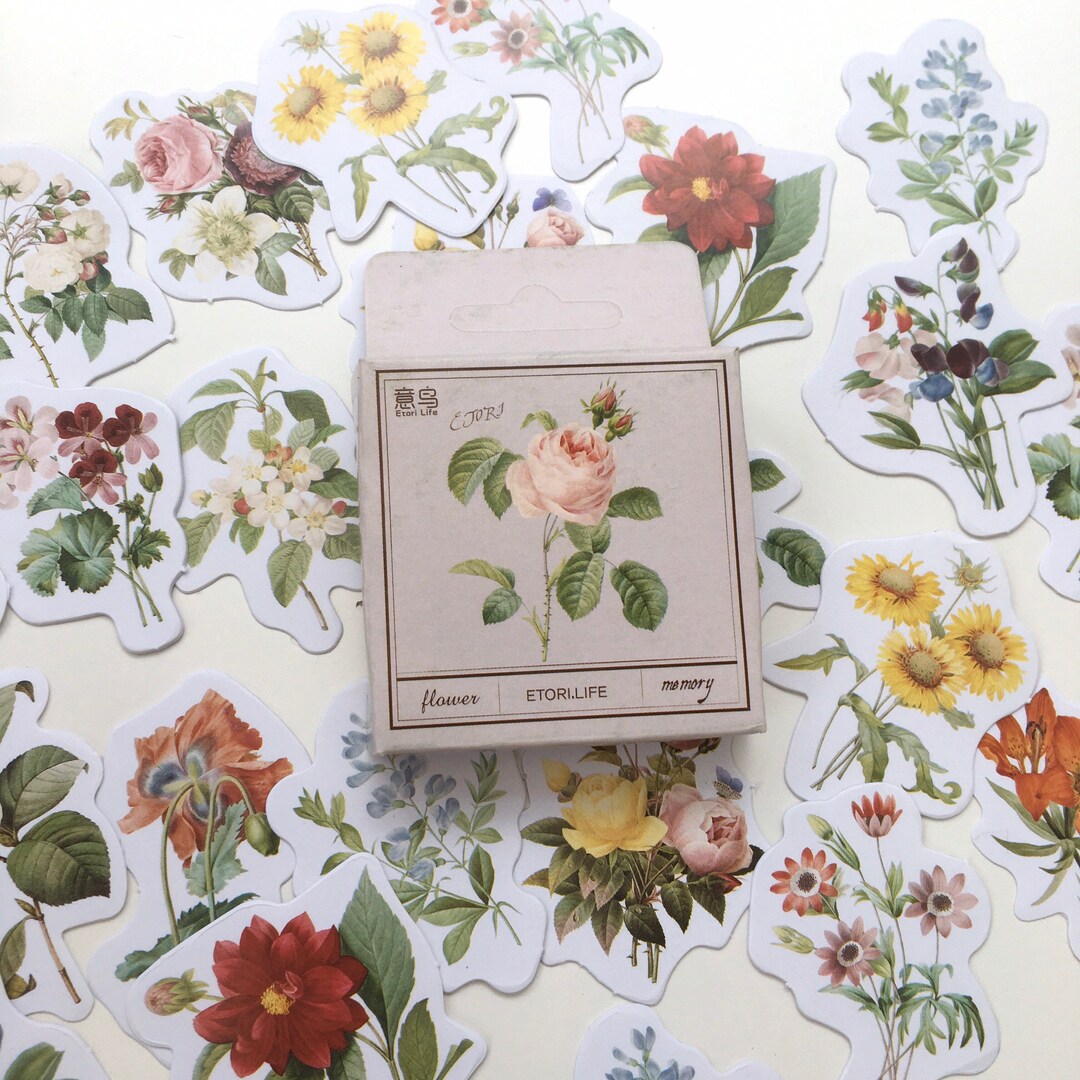 Botanical Flower Stickers/ Floral Scrapbooking Stamps/ Floral Art ...