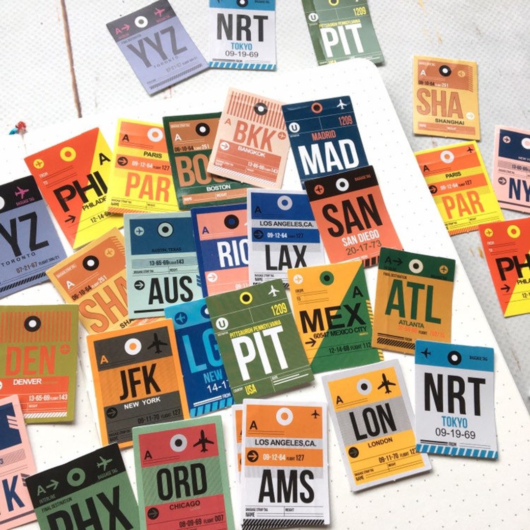 Air Travel Stamp Stickers Set of 46/ Traveler’s Notebook Journal Deco ...