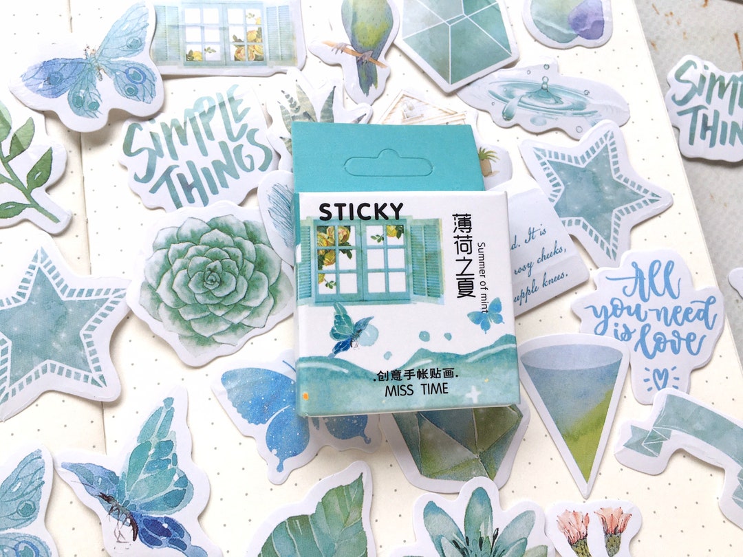 Blue Sticker Set/ Botanical Watercolour Journal Scrapbooking - Etsy