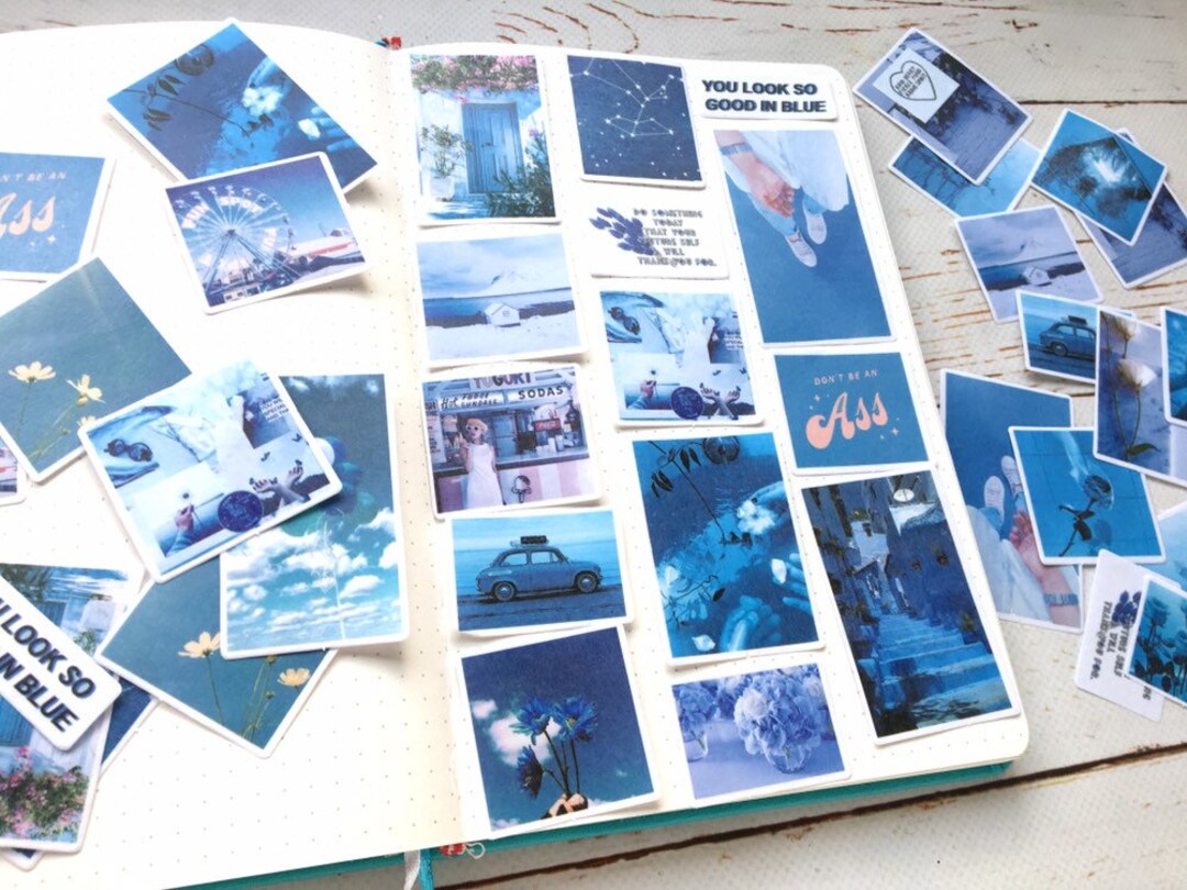 Blue Lifestyle Journal Sticker Set of 60/ Insta Vibes Style Planner ...