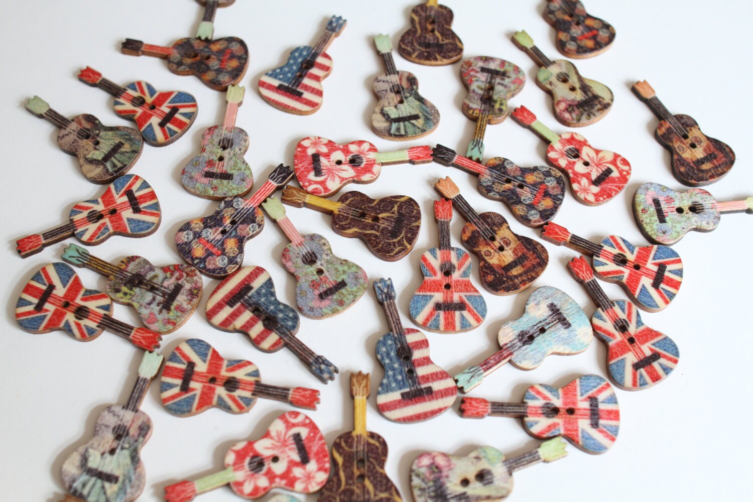10 Guitar buttons/ Music wooden embellishments/ Musical | Etsy