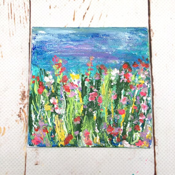 Summer Florals mini Canvas/ Bright Fun Expressive Abstract | Etsy