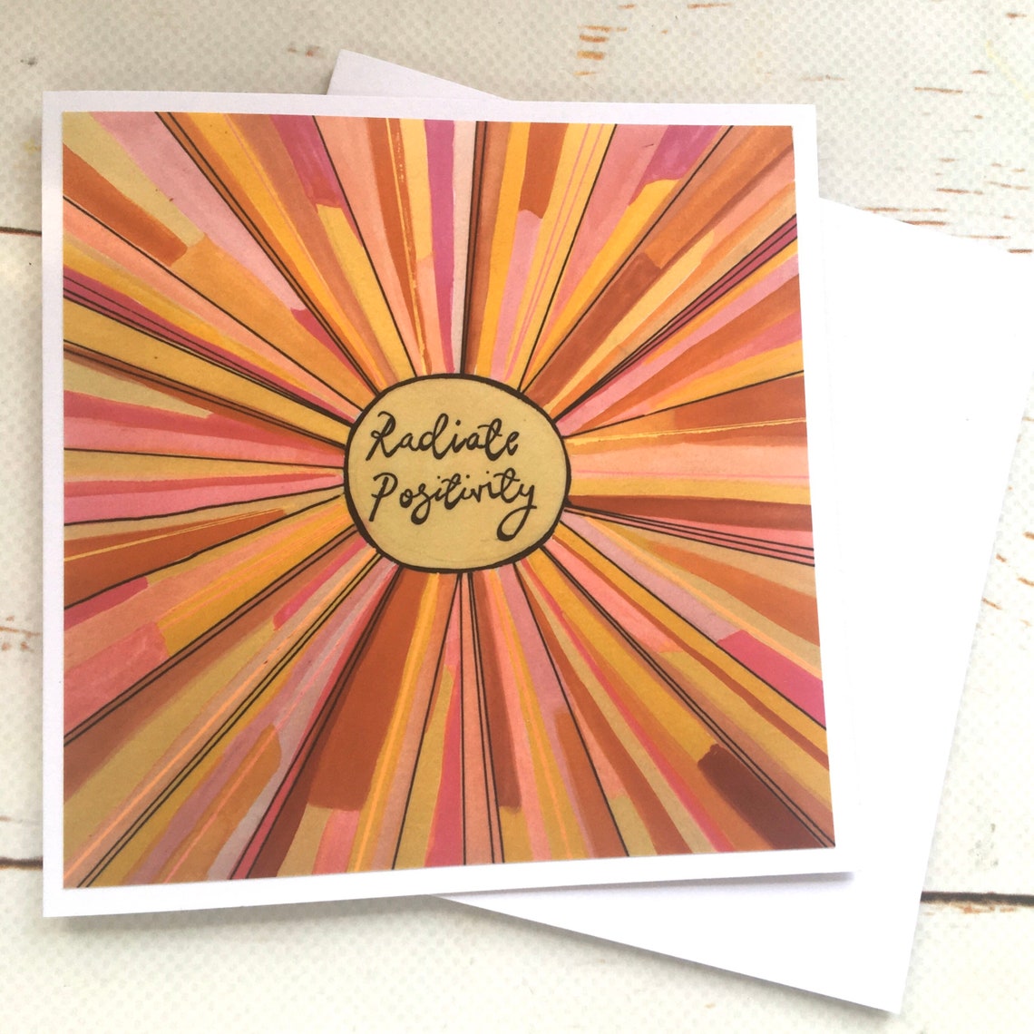 Radiate Positivity Sunshine Art Card/ Sun Greetings Birthday Card/ Yoga ...