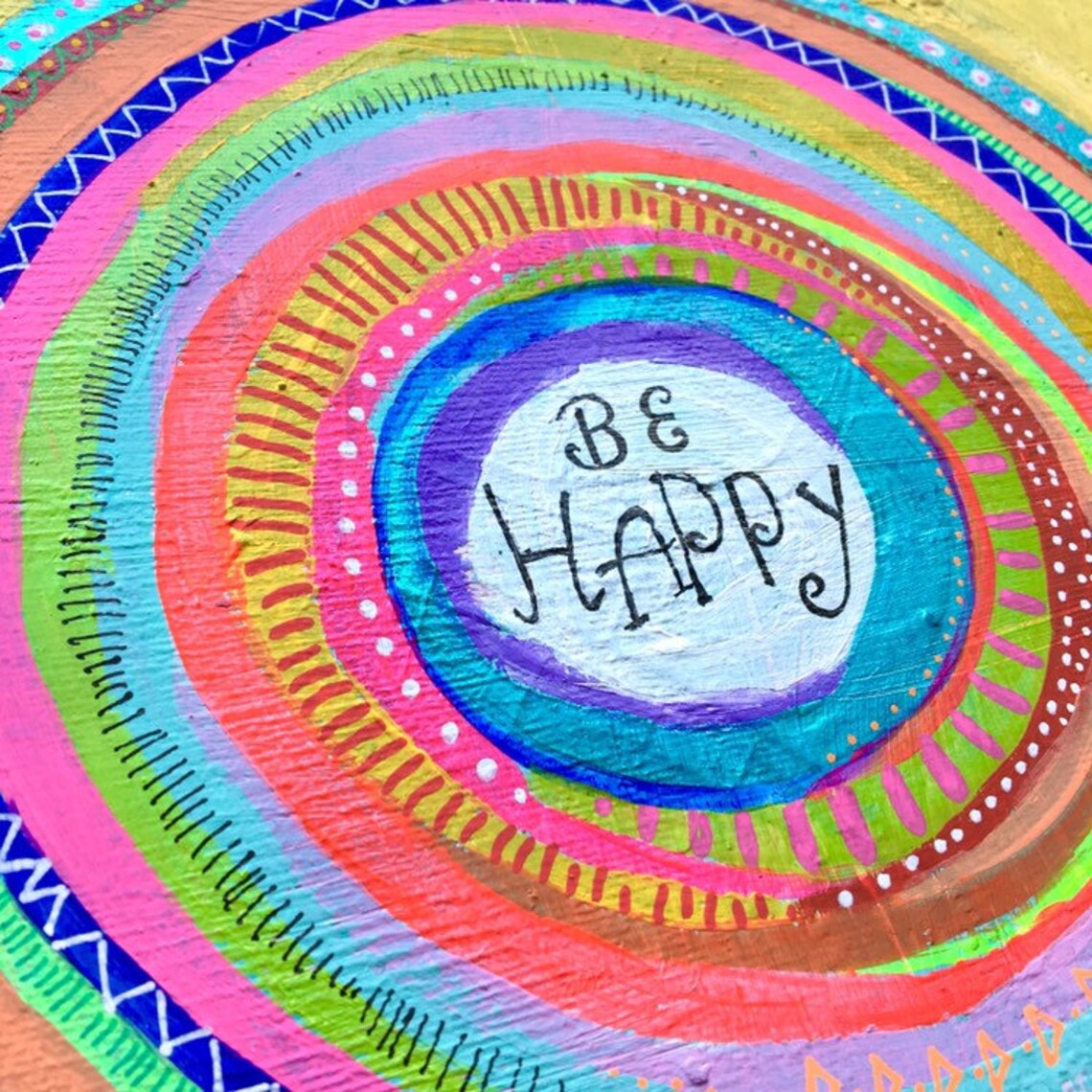 Be Happy Mandala Wall Art/ Positive Words/ Girls Room/ | Etsy