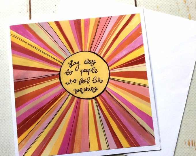 Sunshine Quotes Art Card/ Fun Birthday/ Good Luck Get Well Soon Card ...
