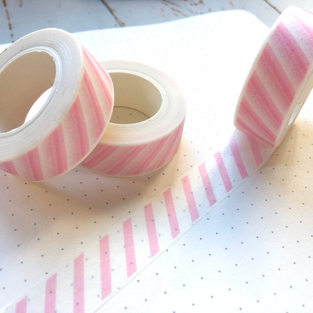 Pink Stripe Washi Tape/ Pastel Candy Deco Bullet Journal Planner Tape ...