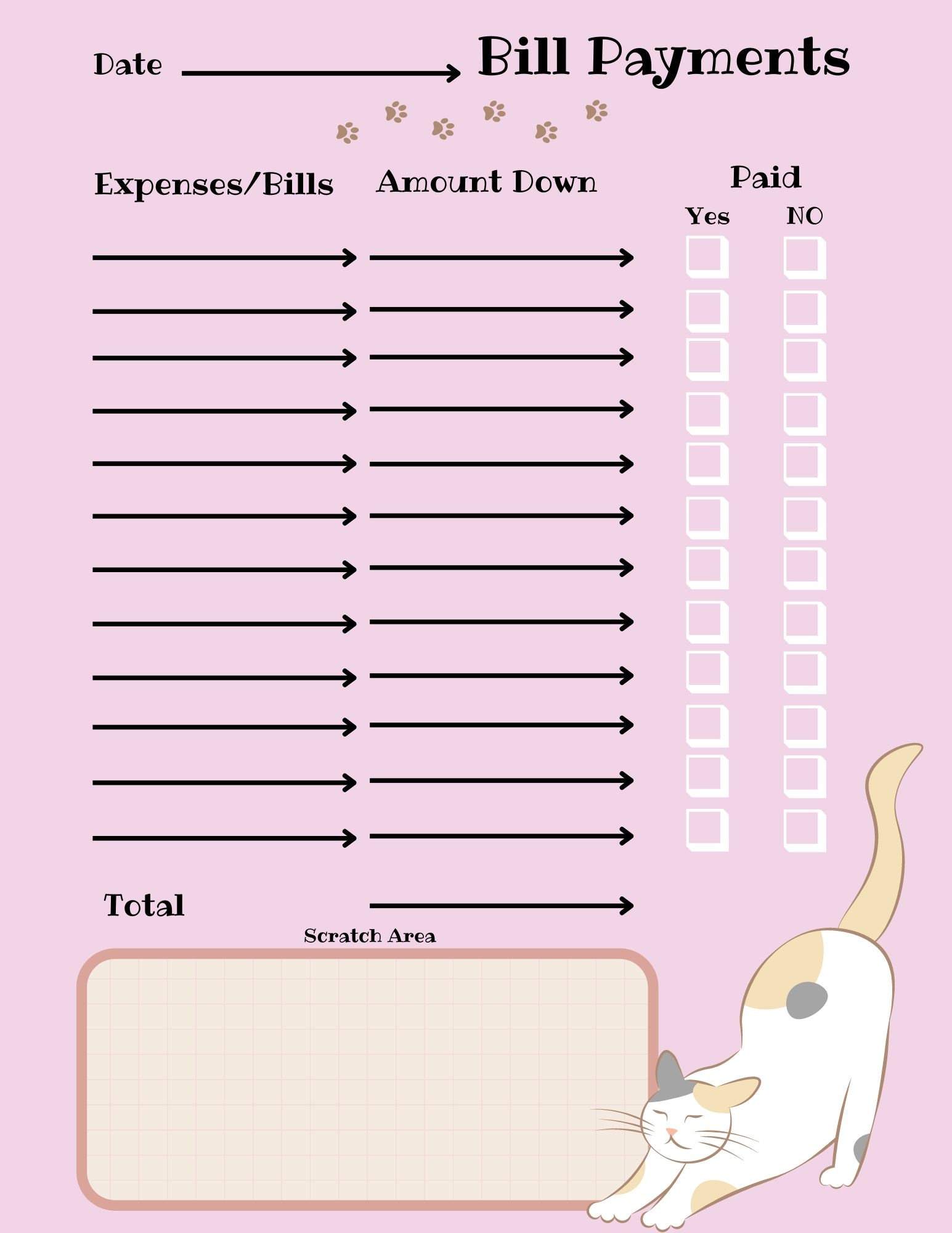 Printable Cute Bill Payment Tracker Great for Digital Download for ...