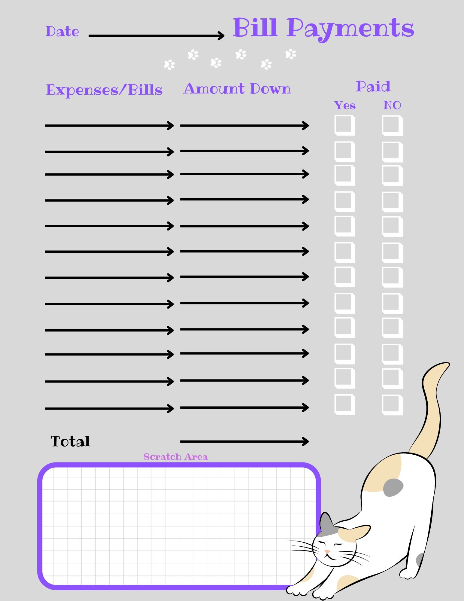 Printable Cute Bill Payment Tracker Great for Digital Download for ...