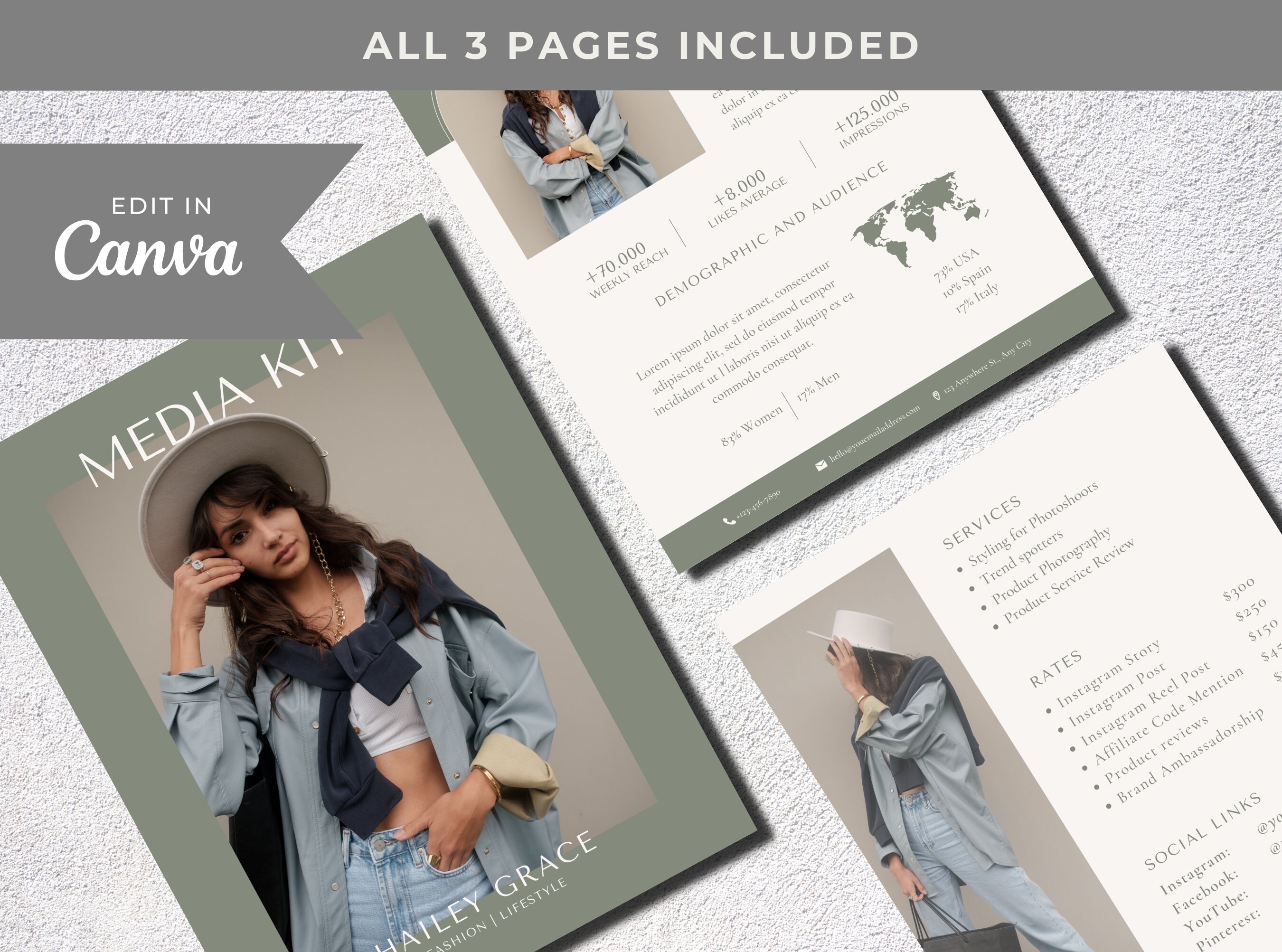 Media Kit & Rate Card Template | Instagram Influencer | Blogger Media ...