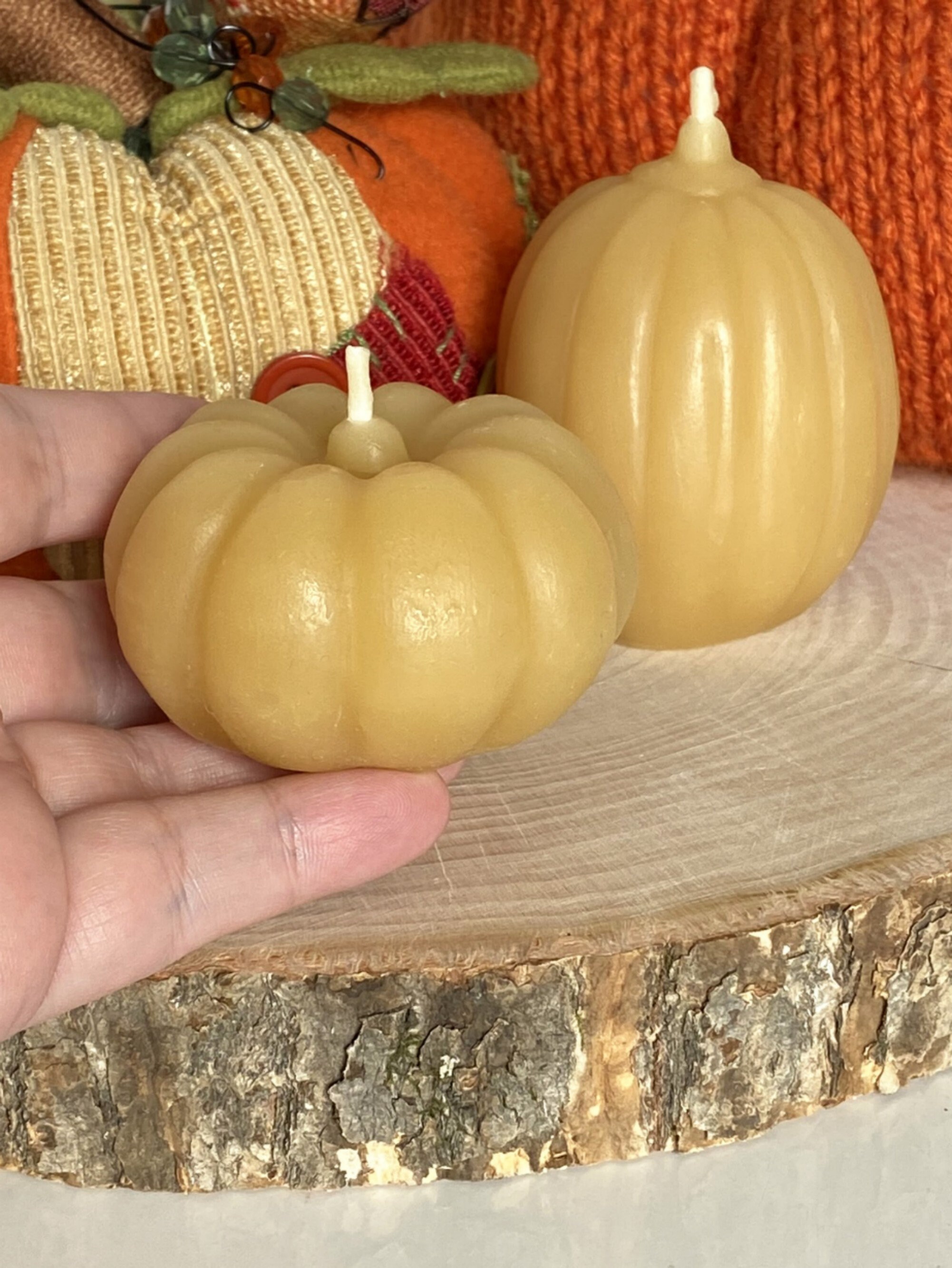 Beeswax Pumpkin Candle Set Small Decorative Candles Pumpkin | Etsy