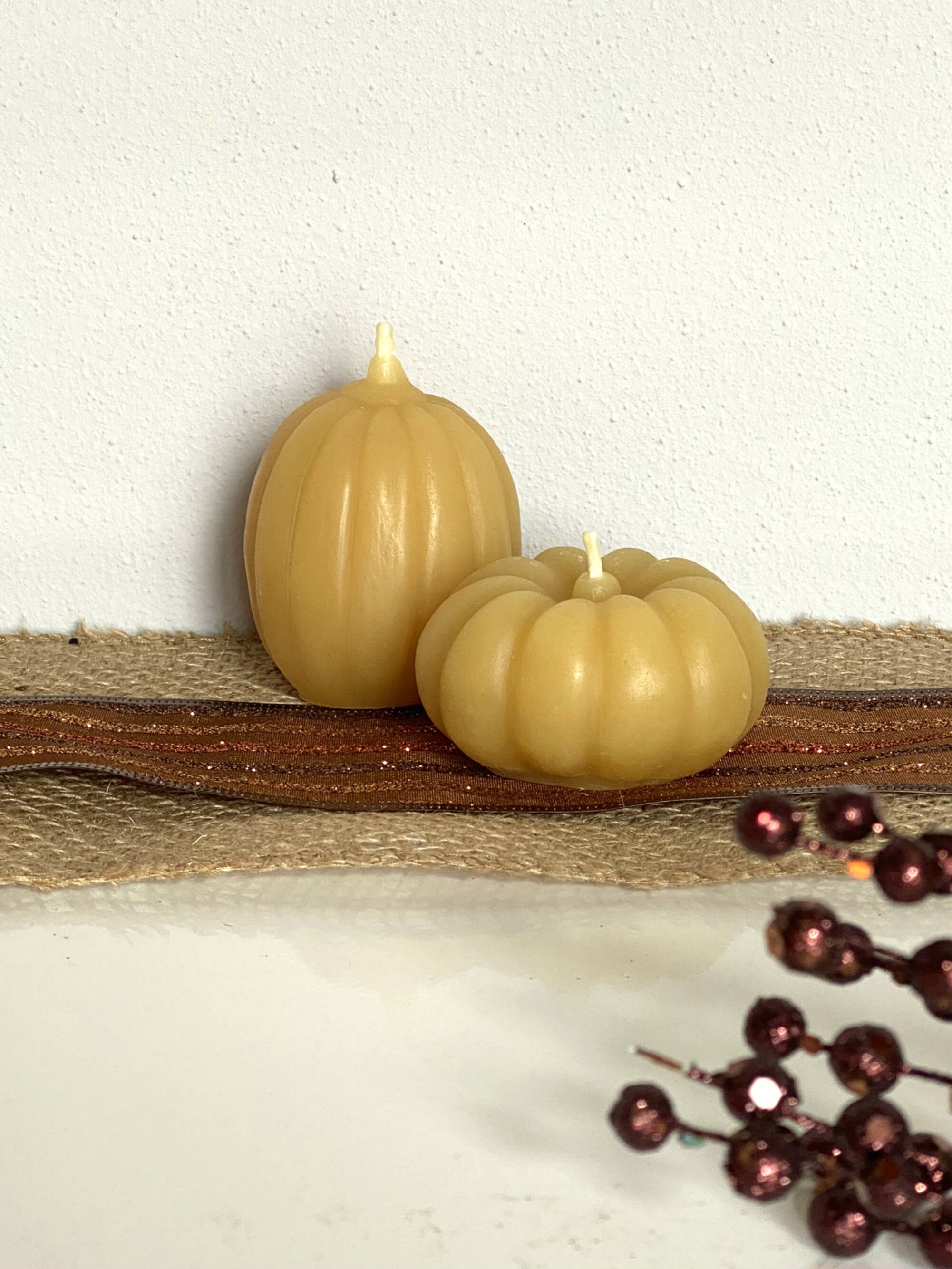 Beeswax Pumpkin Candle Set Small Decorative Candles Pumpkin | Etsy