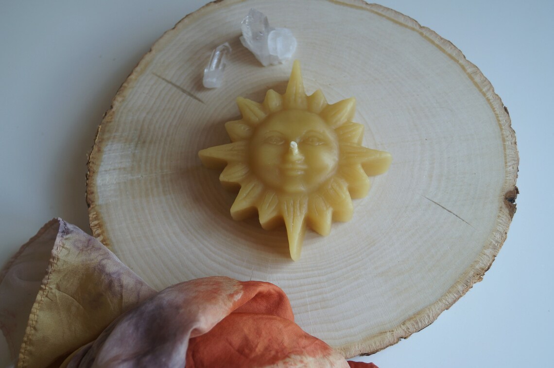 Pure Beeswax Sun Candle Sun God Sun Goddess Nature Candle | Etsy