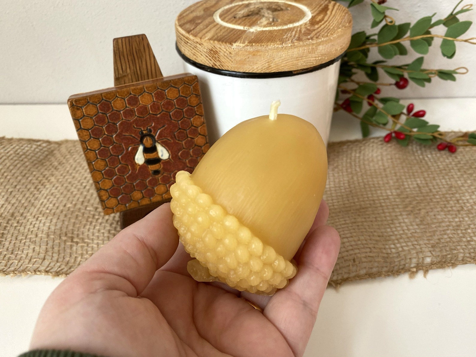 Pure Beeswax Acorn Candle Acorn Decor Acorn Gifts Acorn | Etsy