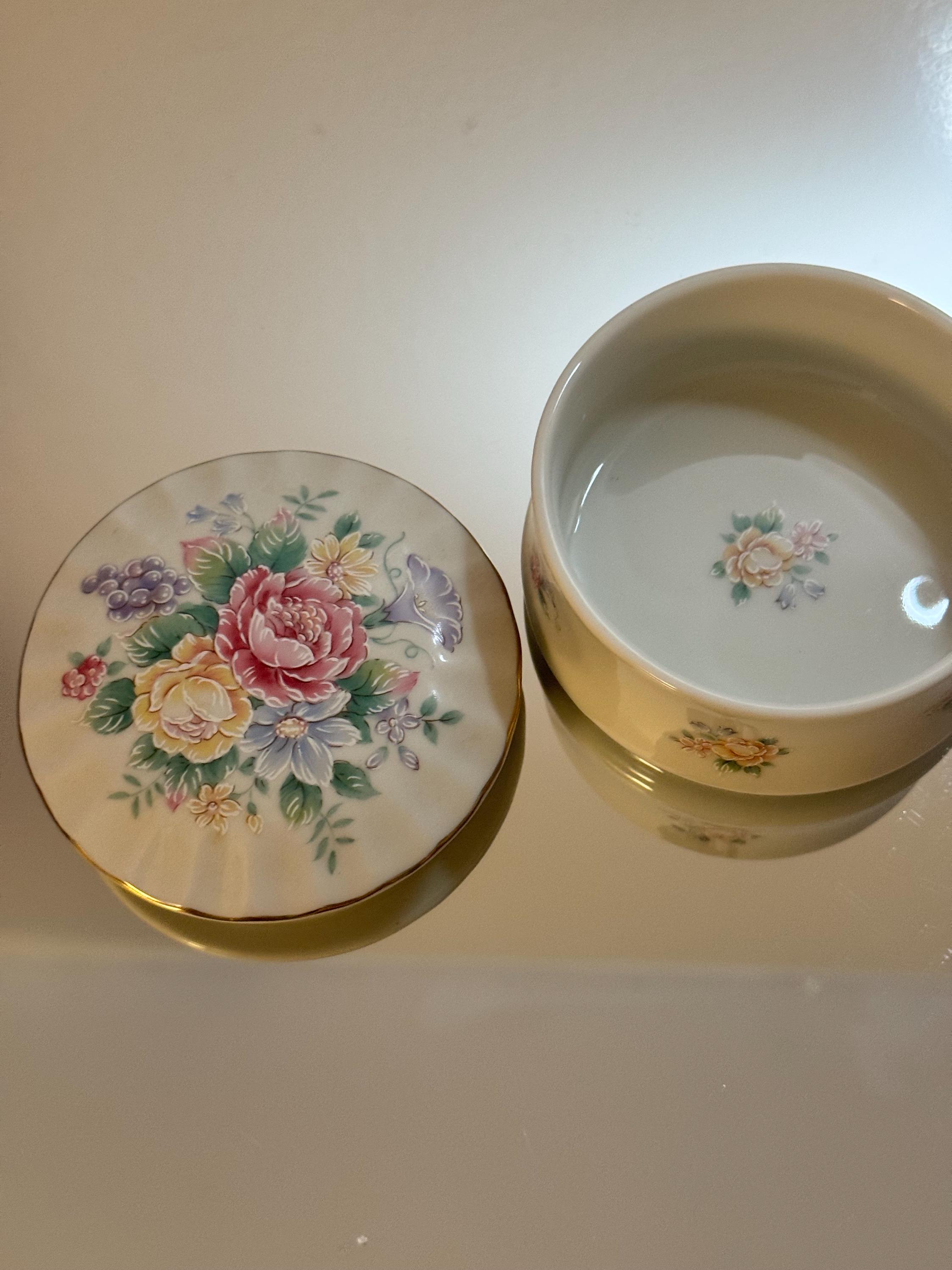 Vintage Porcelain Music Jewelry Box | Rococo Floral Vanity Decor - Etsy