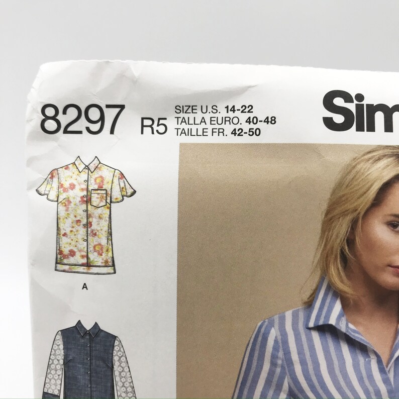 Simplicity 8297 Plus Size Button Down Shirt with Sleeve | Etsy