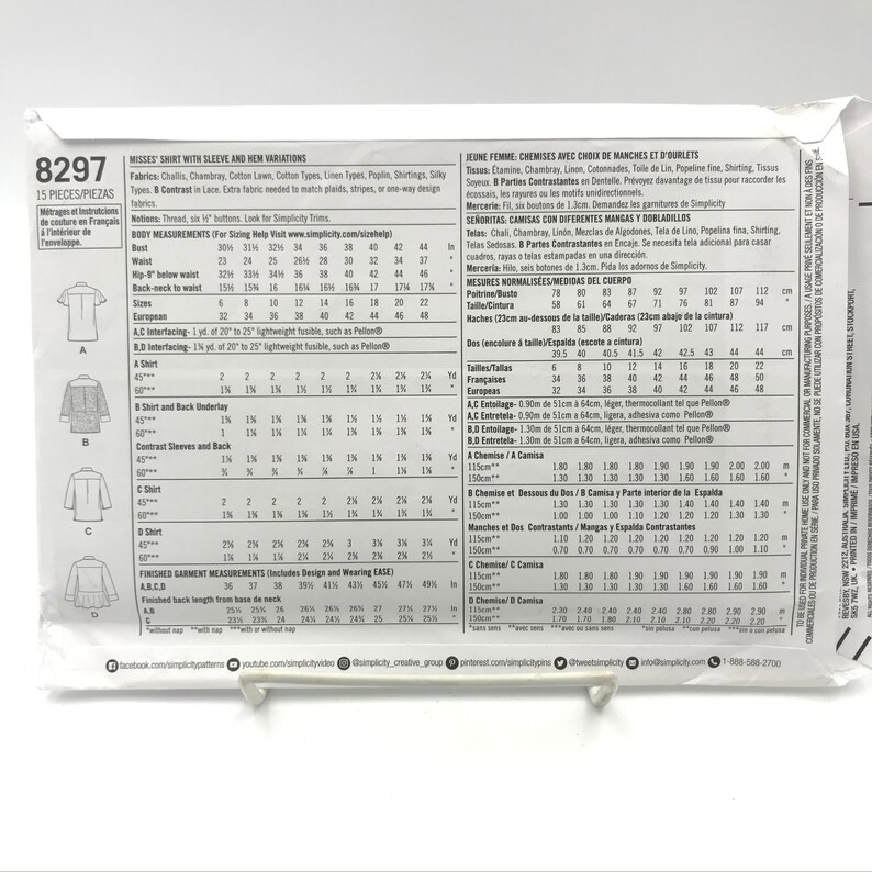 Simplicity 8297 Plus Size Button Down Shirt with Sleeve | Etsy