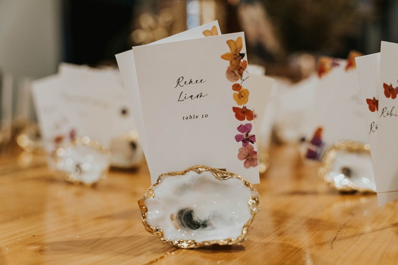 Silver Leaf Oyster Shell Table Number Card Holder Wedding - Etsy