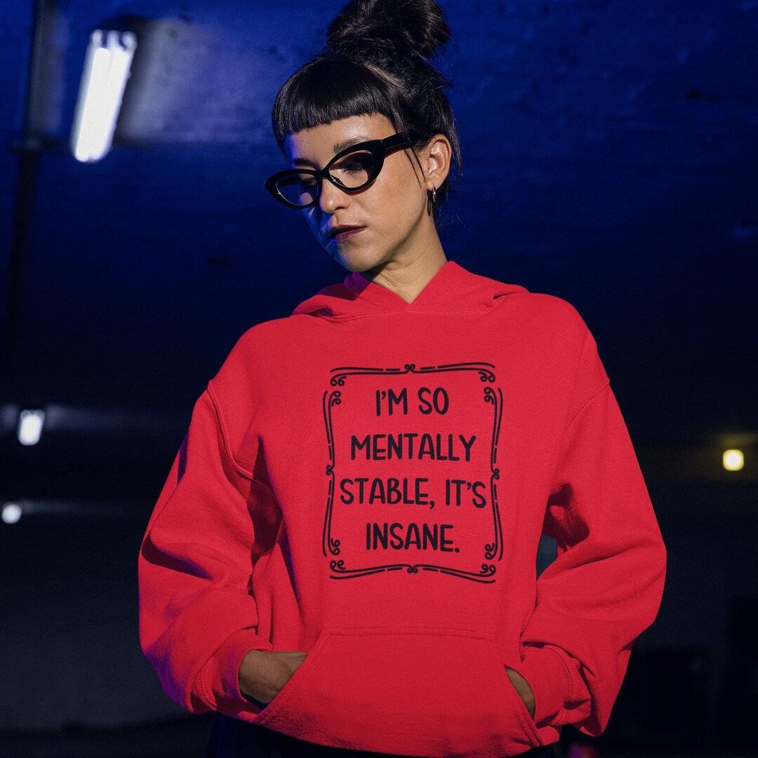 Mental Stability Insane Play on Words Print Hoodie Sweatshirt. - Etsy