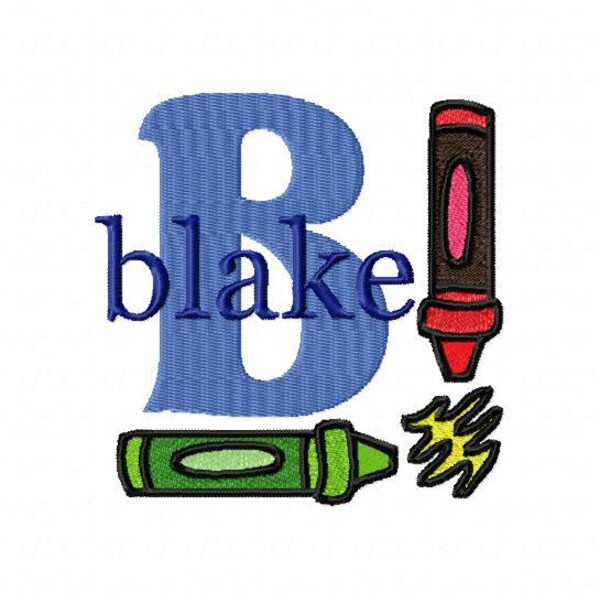 Machine Embroidery Crayon Font - Etsy