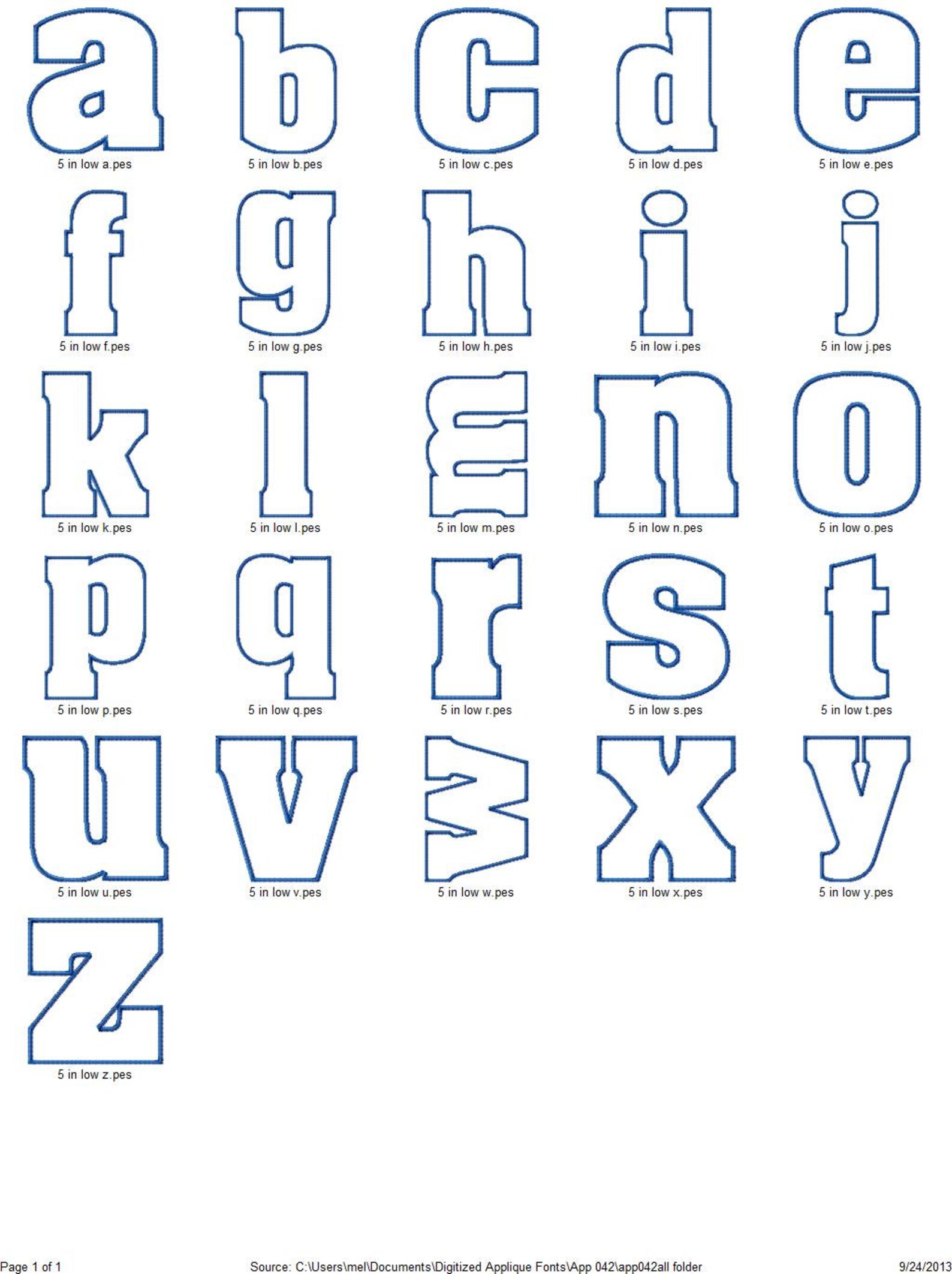 Applique Font #042 Machine Embroidery Monogram Font Alphabet Design Set ...