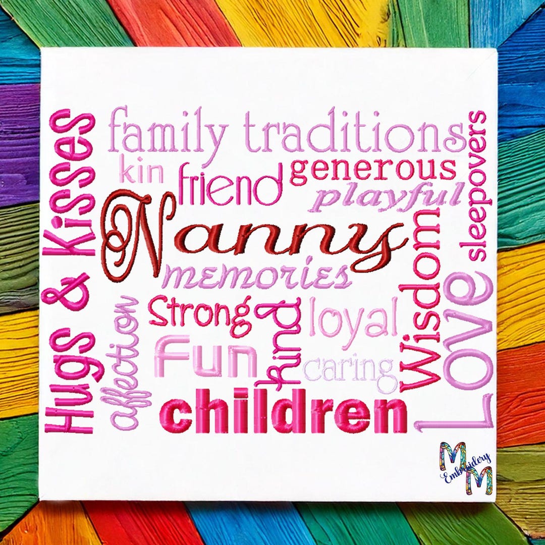 Nanny Word Block Machine Embroidery Design (digital Download) - Etsy