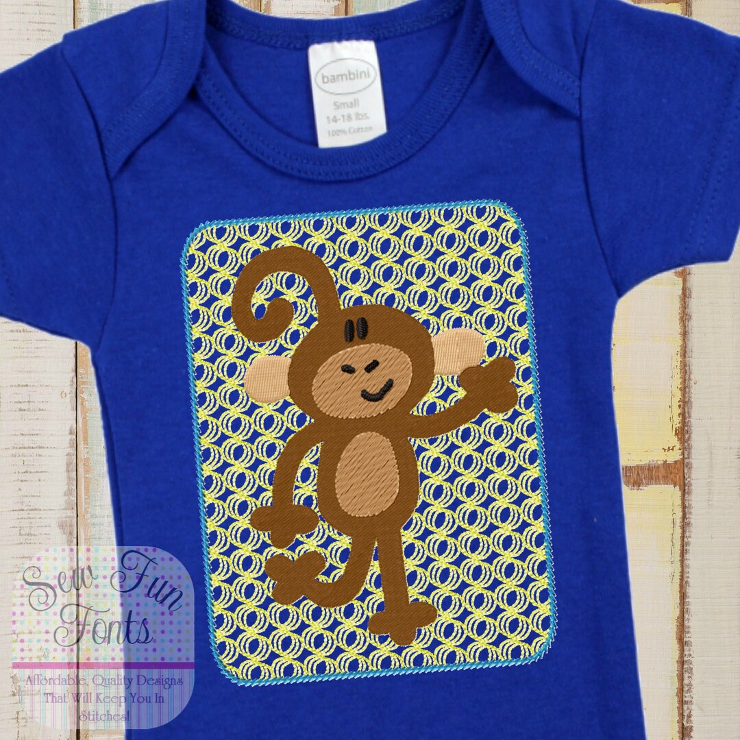 Monkey Block Machine Embroidery Design, Motif Background Embroidery ...