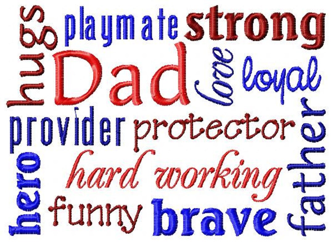 Dad Word Block Subway Art Machine Embroidery Design INSTANT - Etsy
