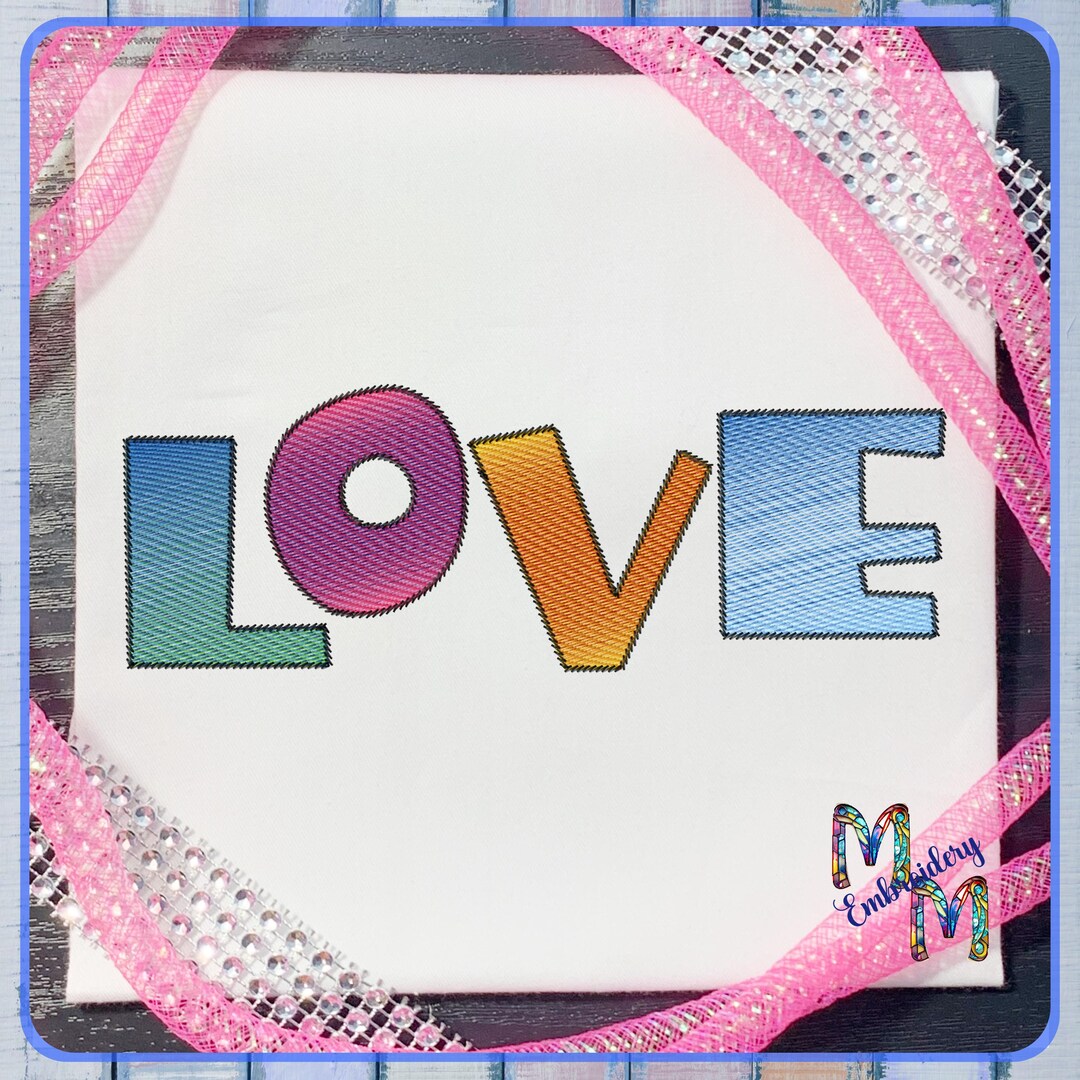Two Tone Sketch - Chunky Love Embroidery Design - 7 Sizes Included ...