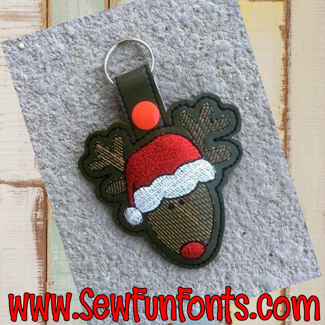 Reindeer Key Fob, Christmas Embroidery Design, ITH Snap Tab (PDF ...