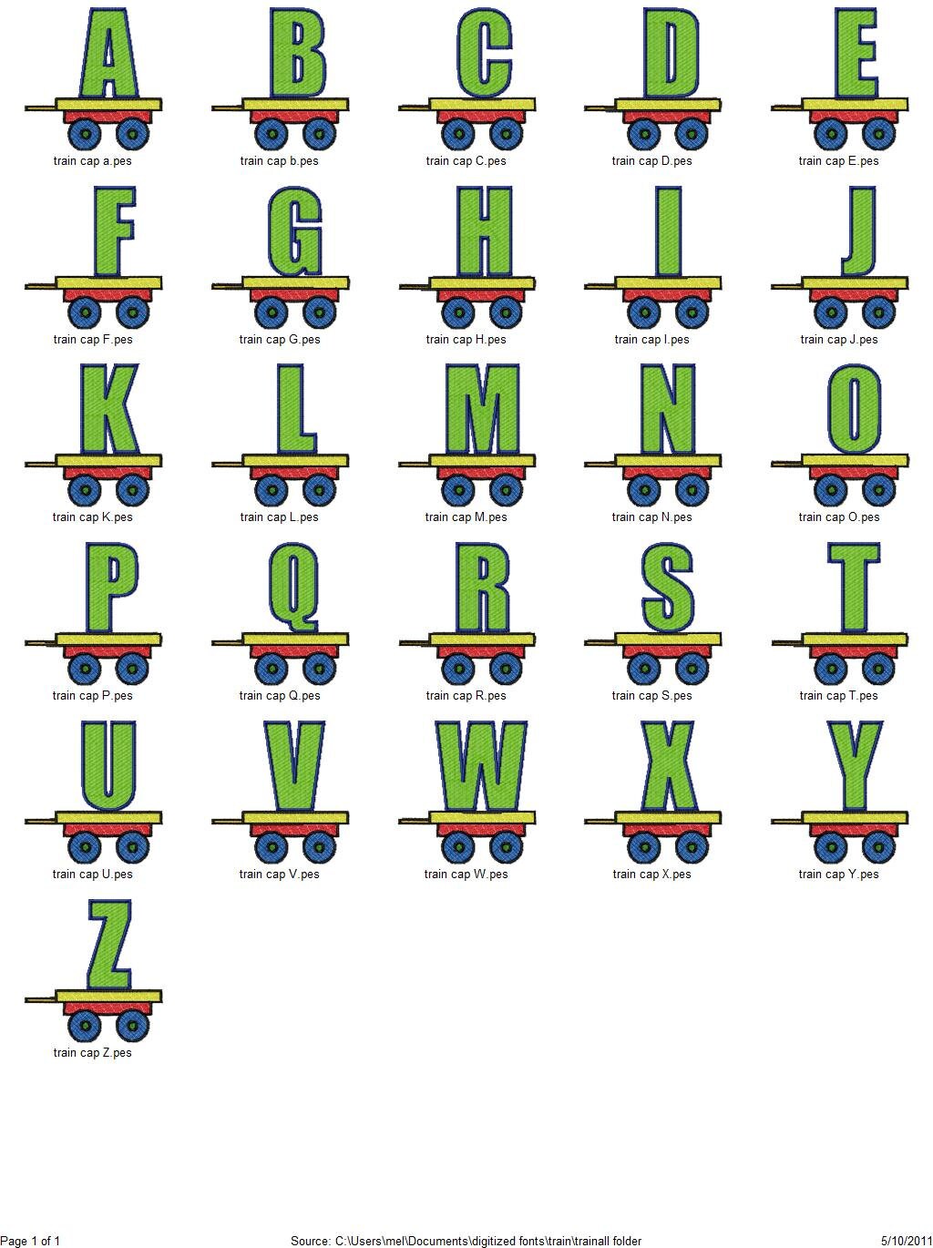 Train Machine Embroidery Monogram Font Alphabet Design Set | Etsy