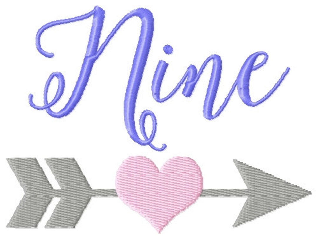 Nine Arrow Heart Birthday Number Machine Embroidery Design, 5x7 Hoop ...