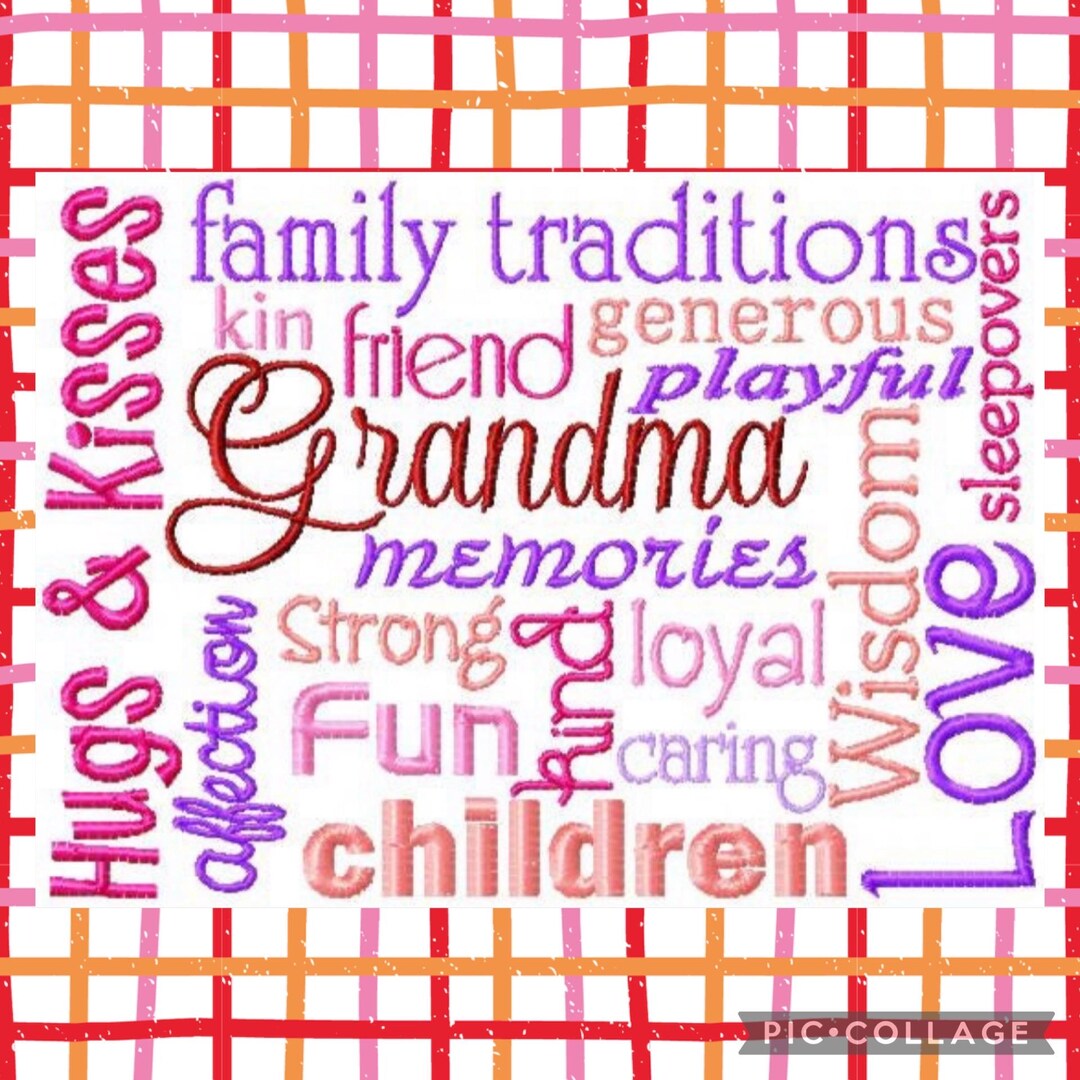 Grandma Word Block ~ Subway Art Machine Embroidery Design INSTANT ...
