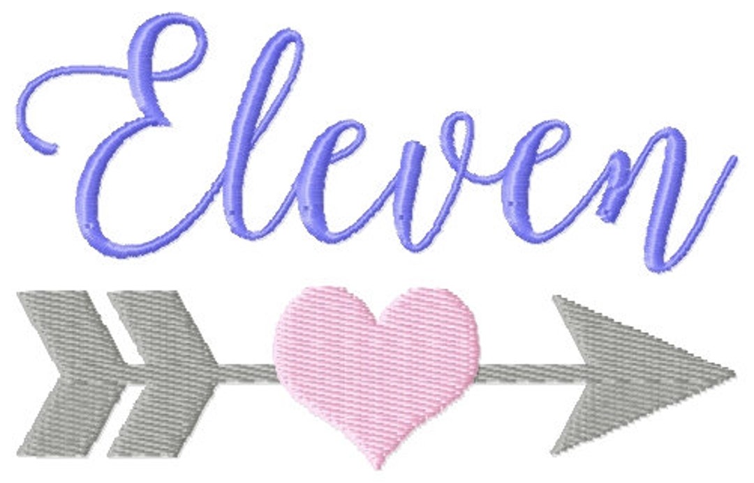 Eleven Arrow Heart Birthday Number Machine Embroidery Design, 4x4 Hoop ...