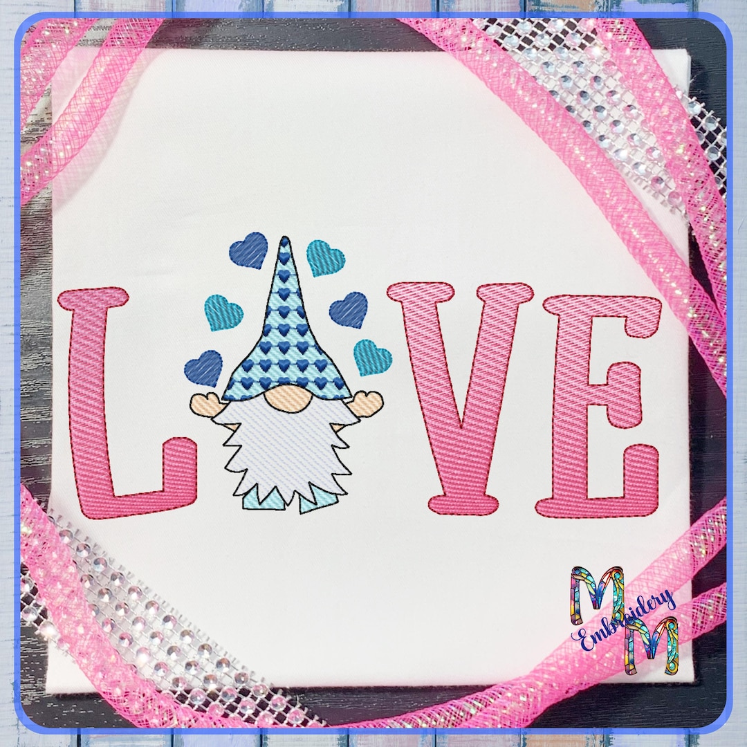 Valentine Gnome Love Embroidery Design - 6 Sizes Included, Machine ...