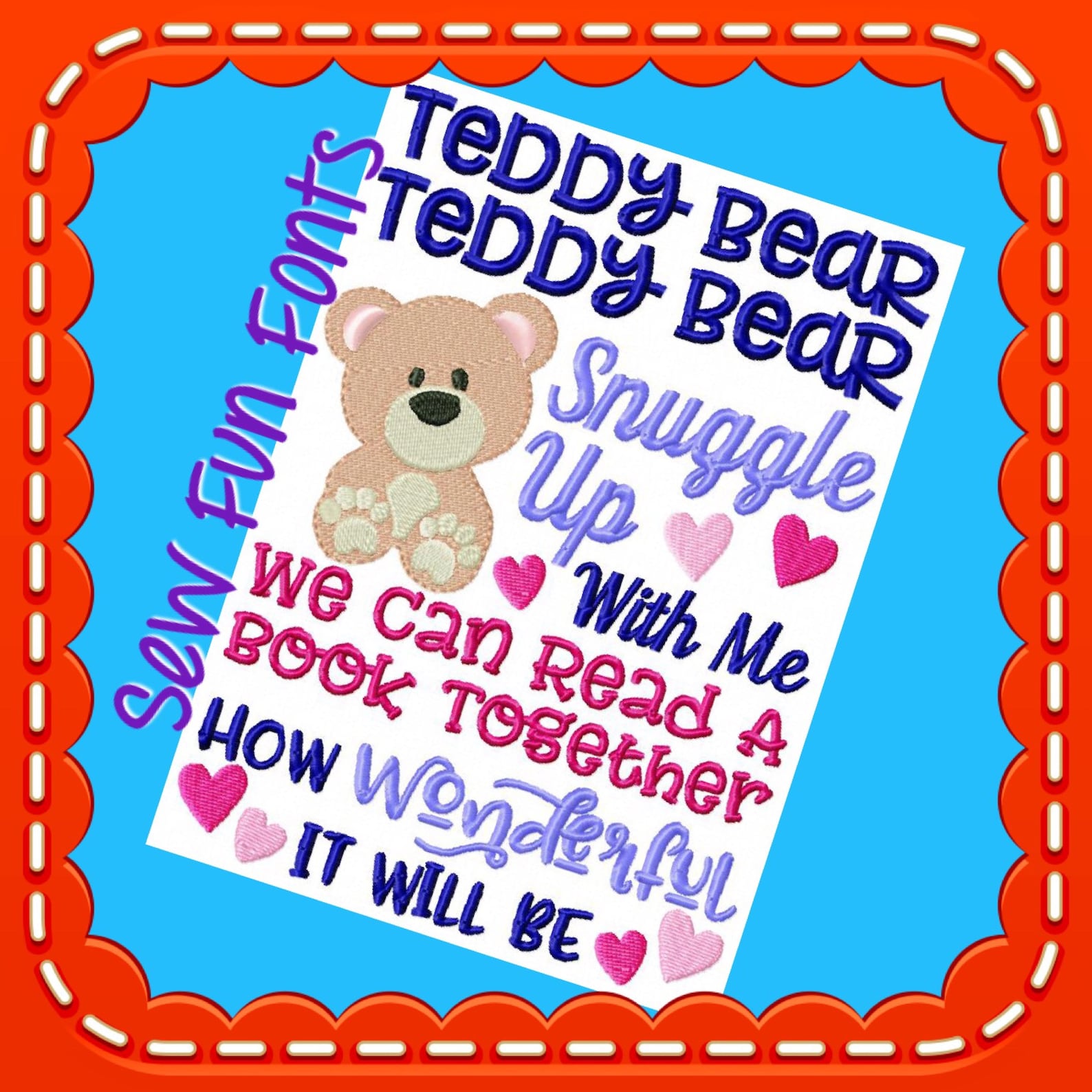 Teddy Bear Snuggle up Reading Saying Embroidery Saying - Etsy
