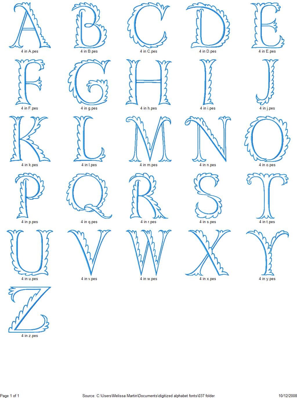 Font Monogram 037 Machine Embroidery Monogram Font Alphabet - Etsy