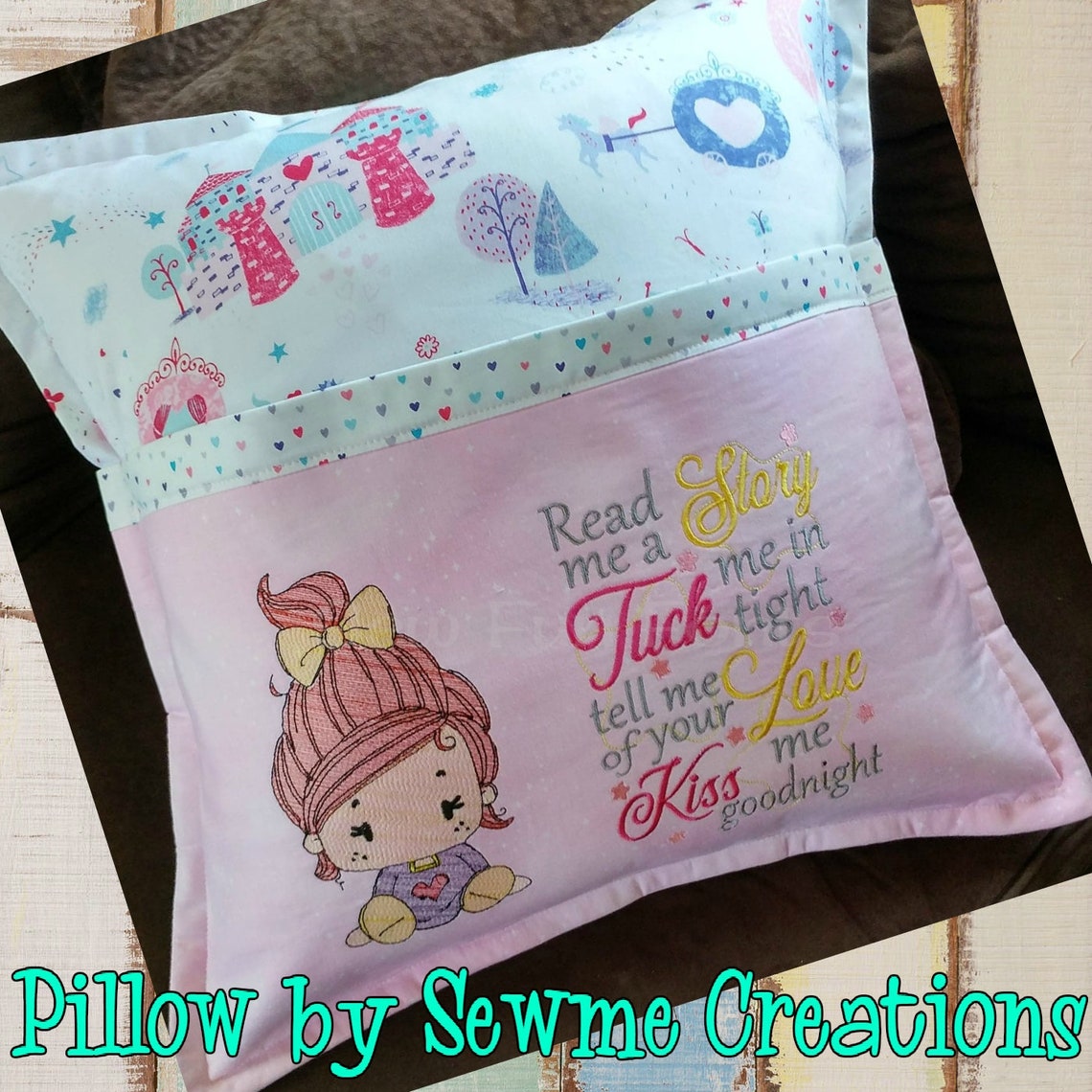Read Me A Story Love Girl Embroidery Reading Pillow Saying - Etsy