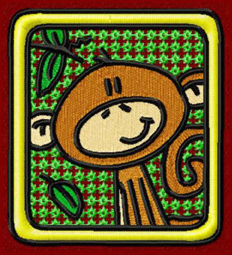 Monkey Squares Machine Embroidery Design Set INSTANT DOWNLOAD - Etsy