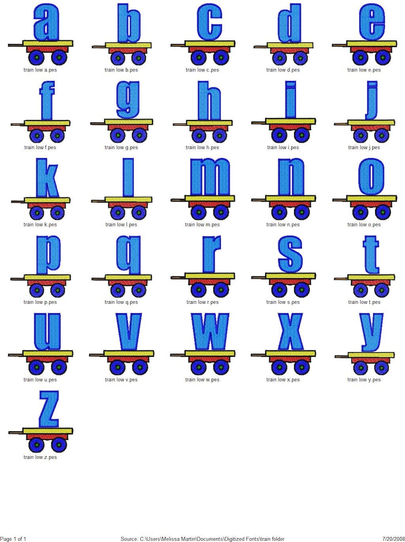 Train Machine Embroidery Monogram Font Alphabet Design Set INSTANT ...