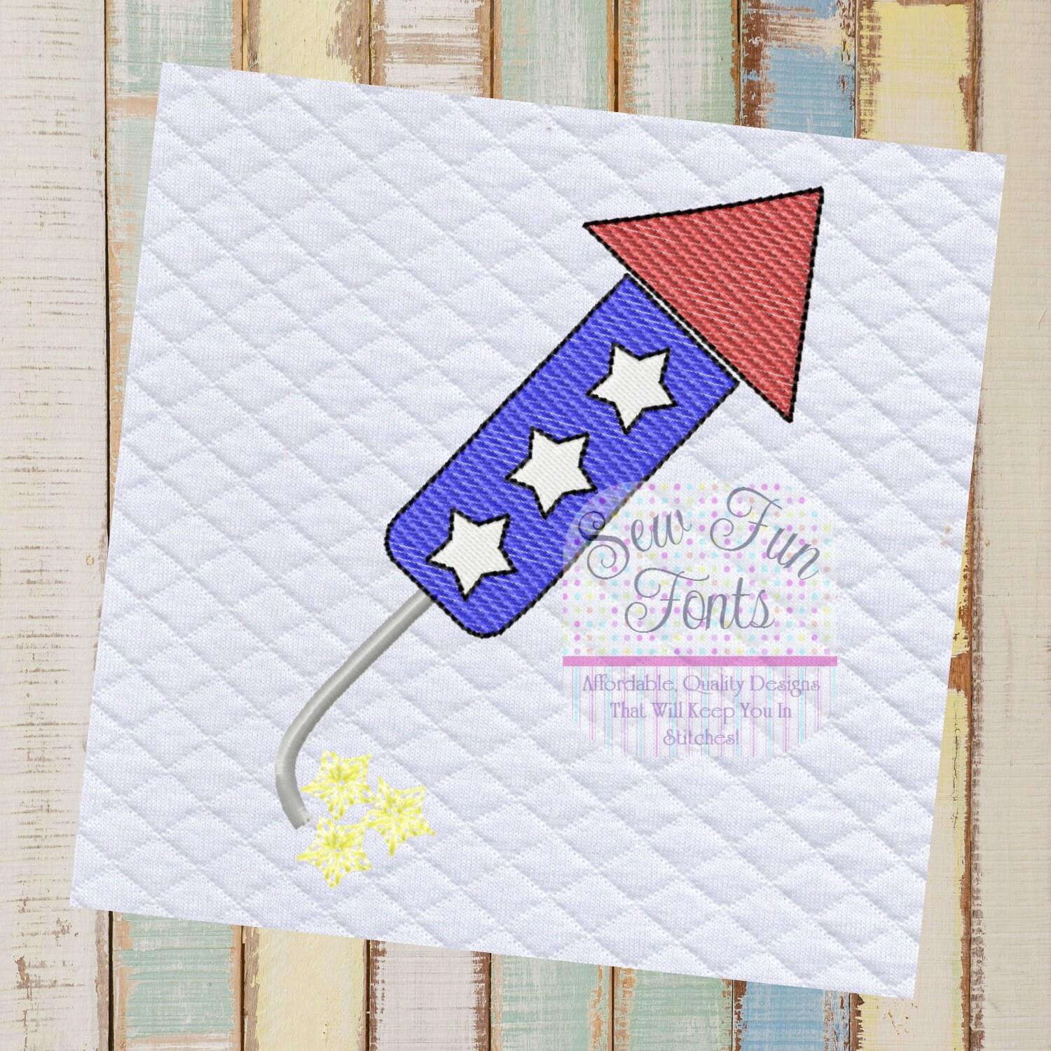 Firework Rocket Embroidery Design, Sketch Fill Stitch, Machine ...
