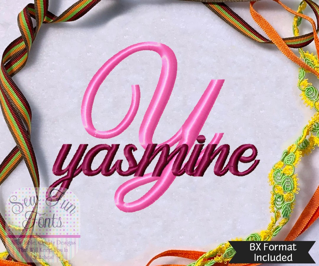 Yasmine Script Embroidery Font #149 - 4 Sizes - Includes Small Font ...