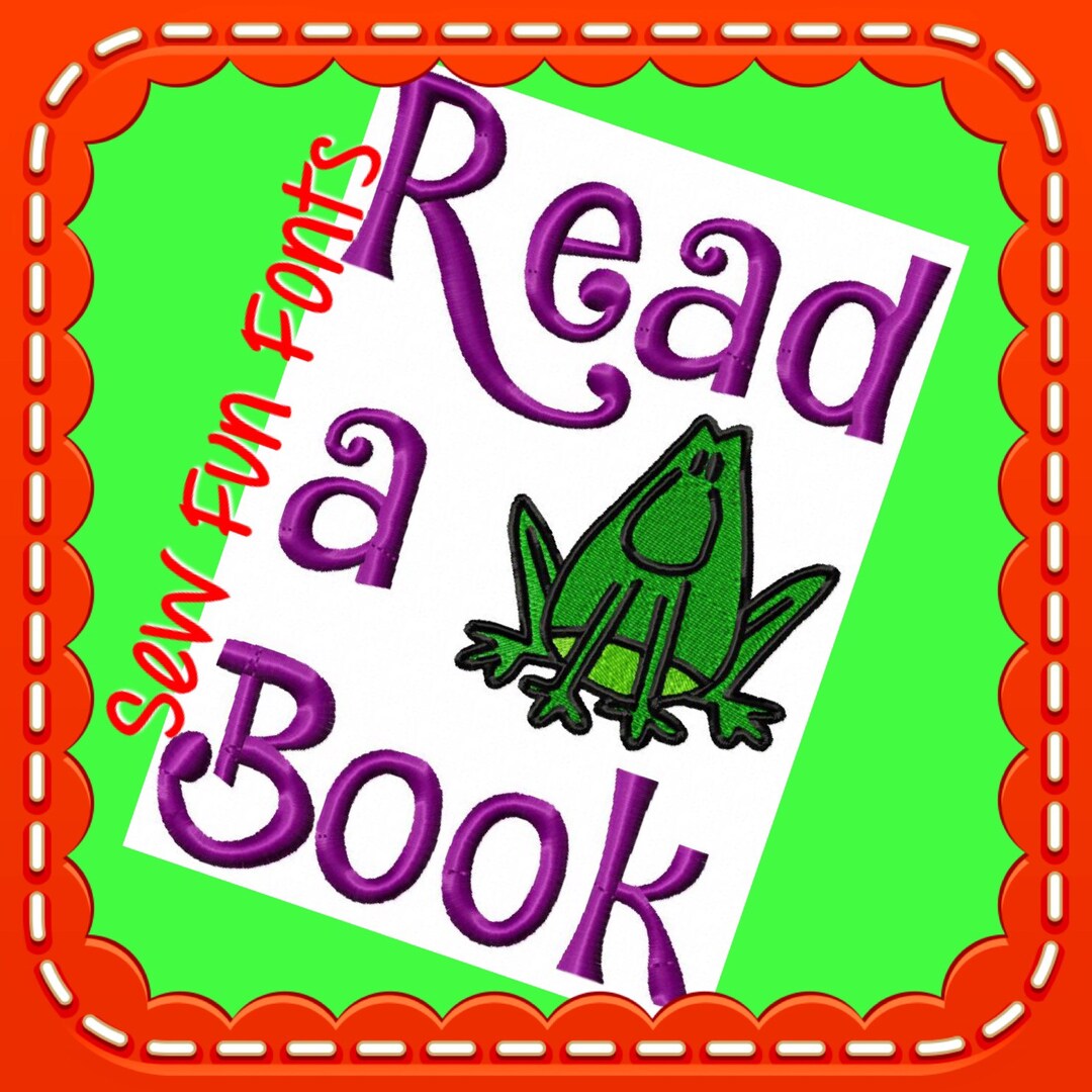 Read A Book Frog Embroidery Design, Reading Pillow Saying (INSTANT ...