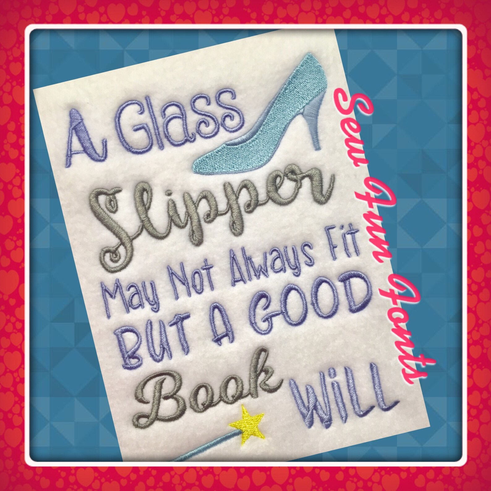 Glass Slipper Reading Pillow Saying, 5x7 Embroidery Design (instant ...