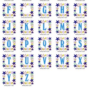 Stars 2 Machine Embroidery Monogram Font Alphabet Design Set INSTANT ...