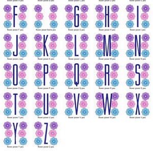 Flower Power Machine Embroidery Monogram Font Alphabet Design Set ...