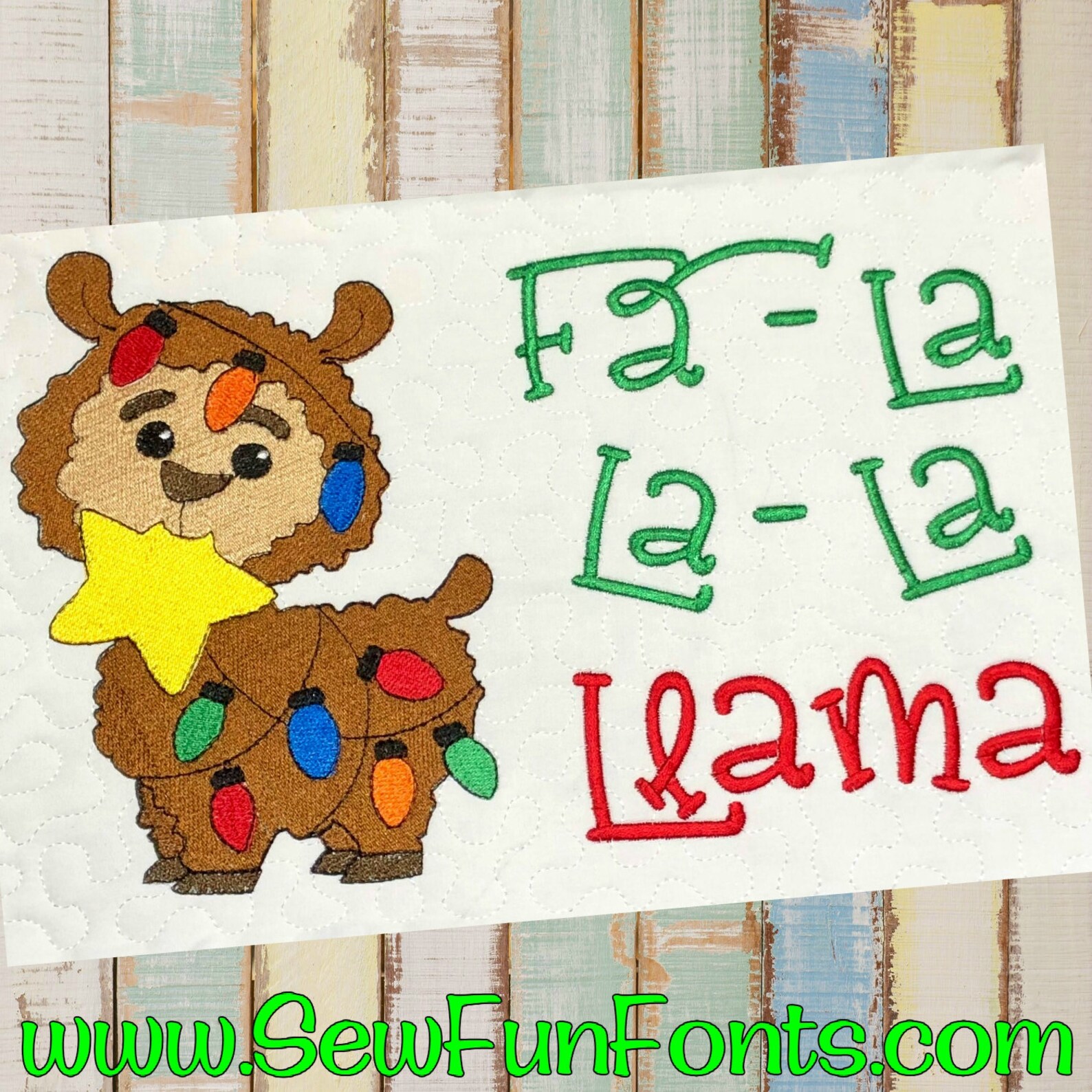 Christmas Llama Fa La La La Llama Embroidery Design, Reading Pillow ...