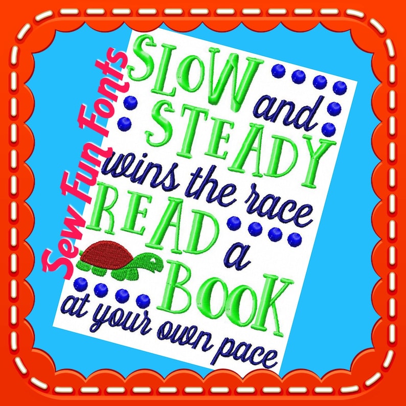 Slow And Steady Wins The Race Reading Saying Embroidery | Etsy