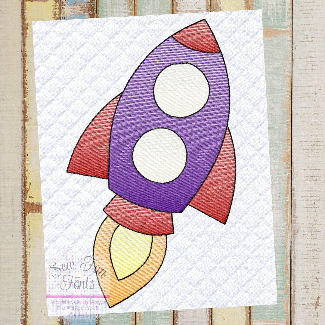Gradient Sketch ~ Rocket Ship Embroidery Design - 7 Sizes Included ...